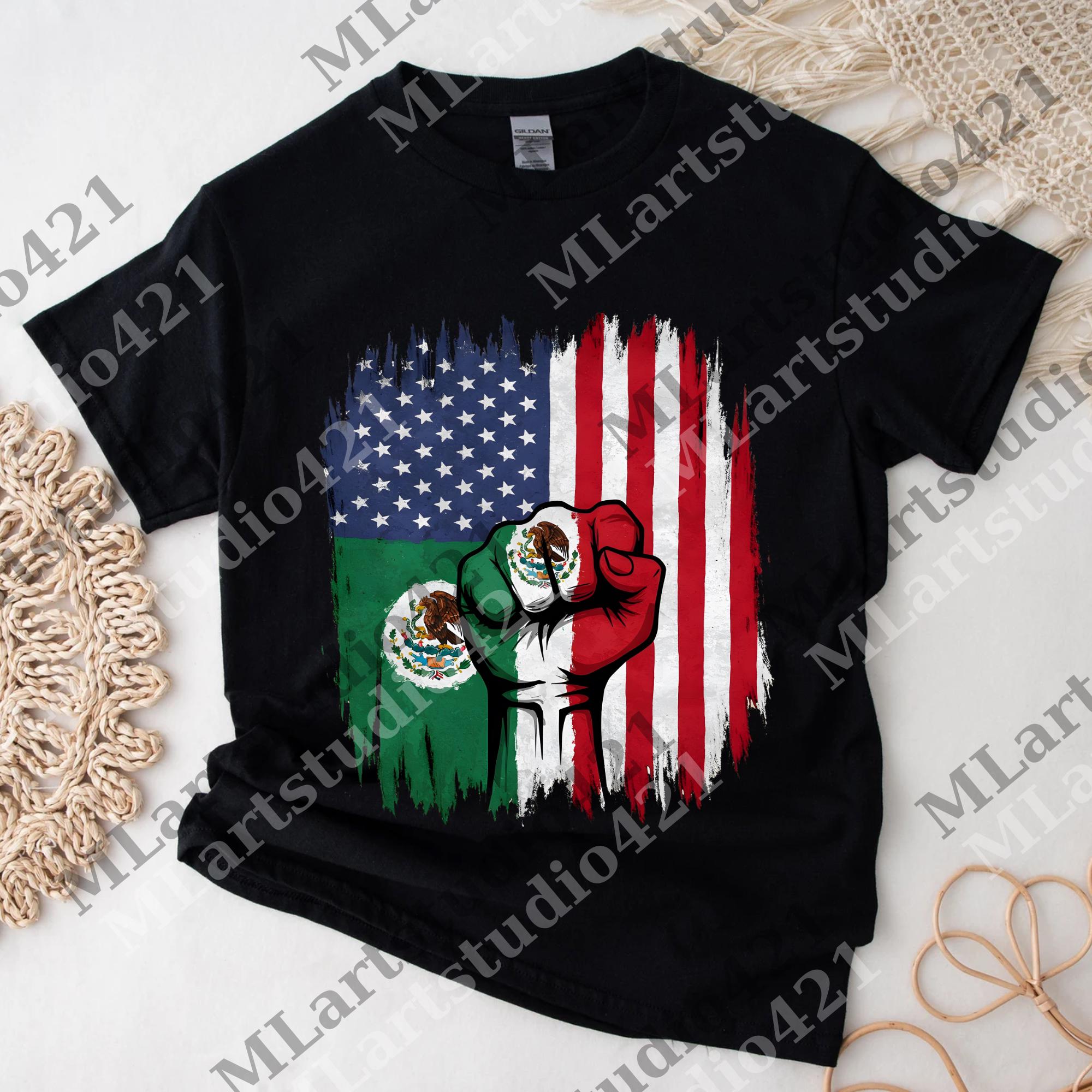 Mexico American Flag Unity Png, Mexican Pride Fist Graphic Png, Png ...