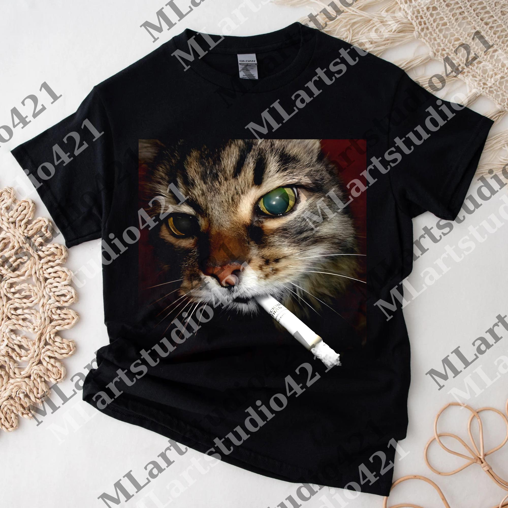 Funny Smoking Cat Meme Png, Cigarette Kitty Gen Z Joke Tee, Stupid ...