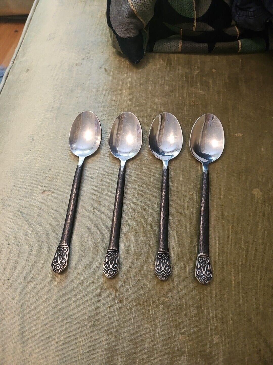 Gs Gourmet Settings Avalon Barcelona Hammered 18/10 Flatware 4 Pcs Soup ...
