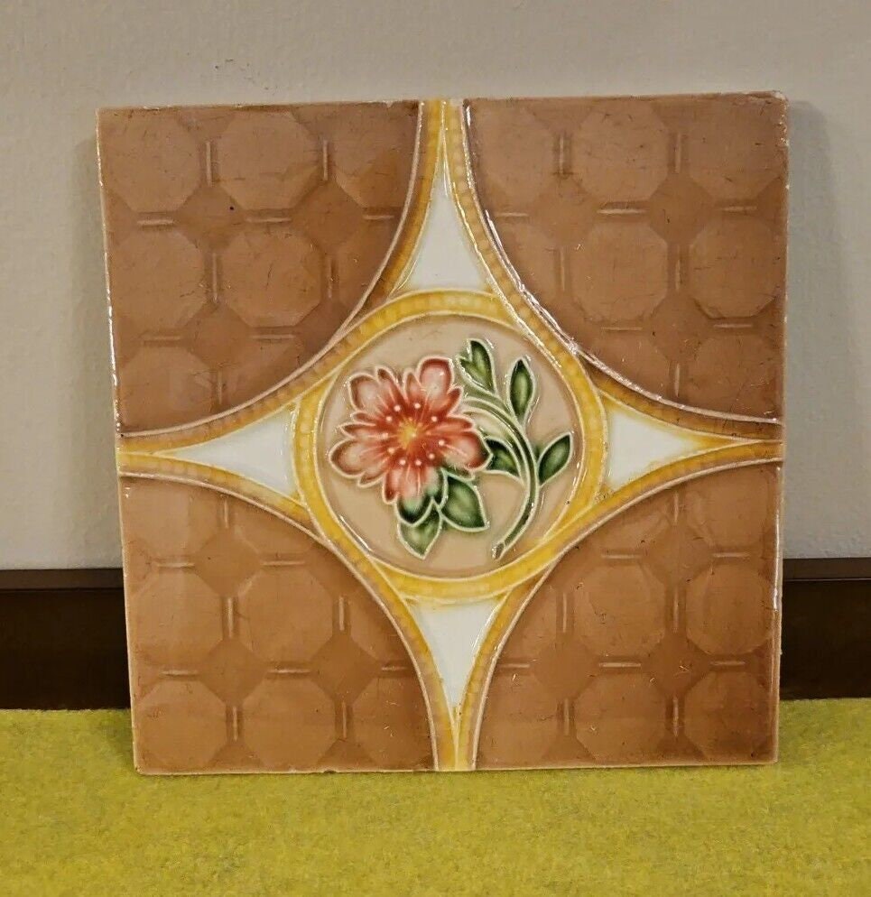 Vtg Rare Art Nouveau Majolica Made in Belgium Tile Belga Alantique - Etsy