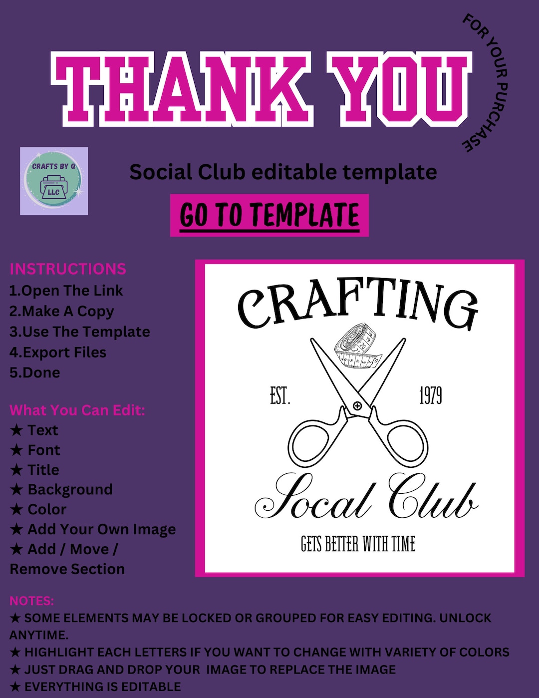Editable Social Club Template * Digital Template * Digital Canva ...