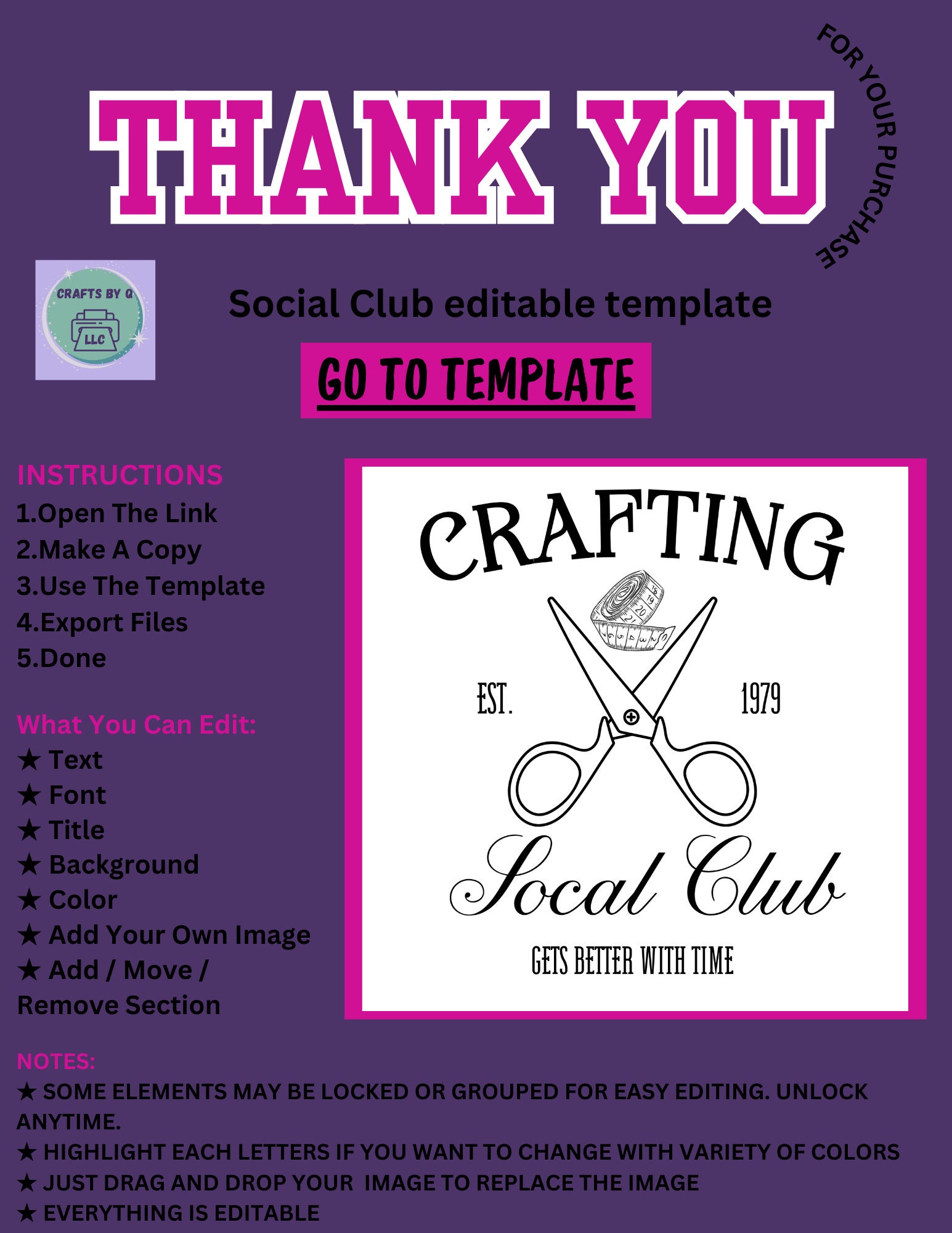 Editable Social Club Template * Digital Template * Digital Canva ...