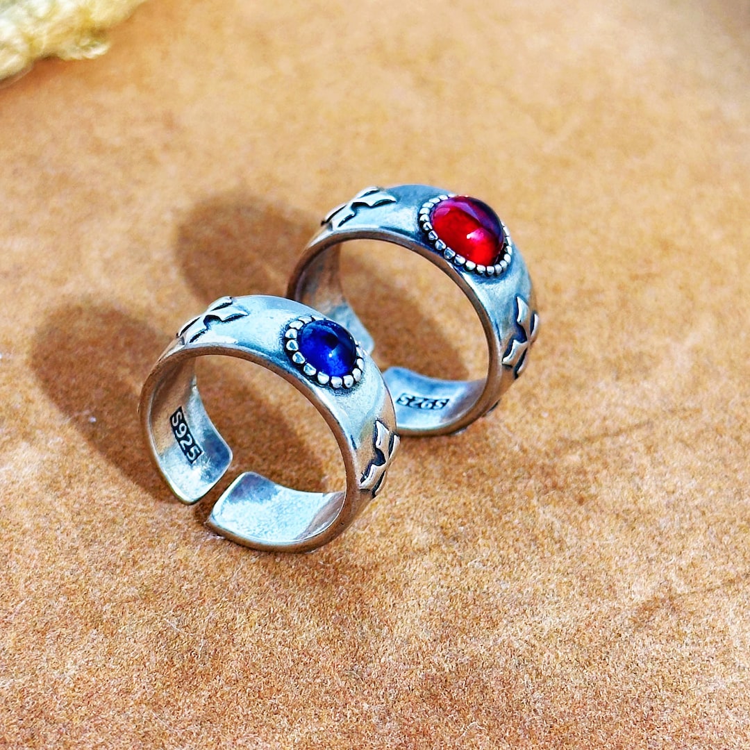 Silver Matching Couple Rings, Promise Rings for Couples, Anniversary ...