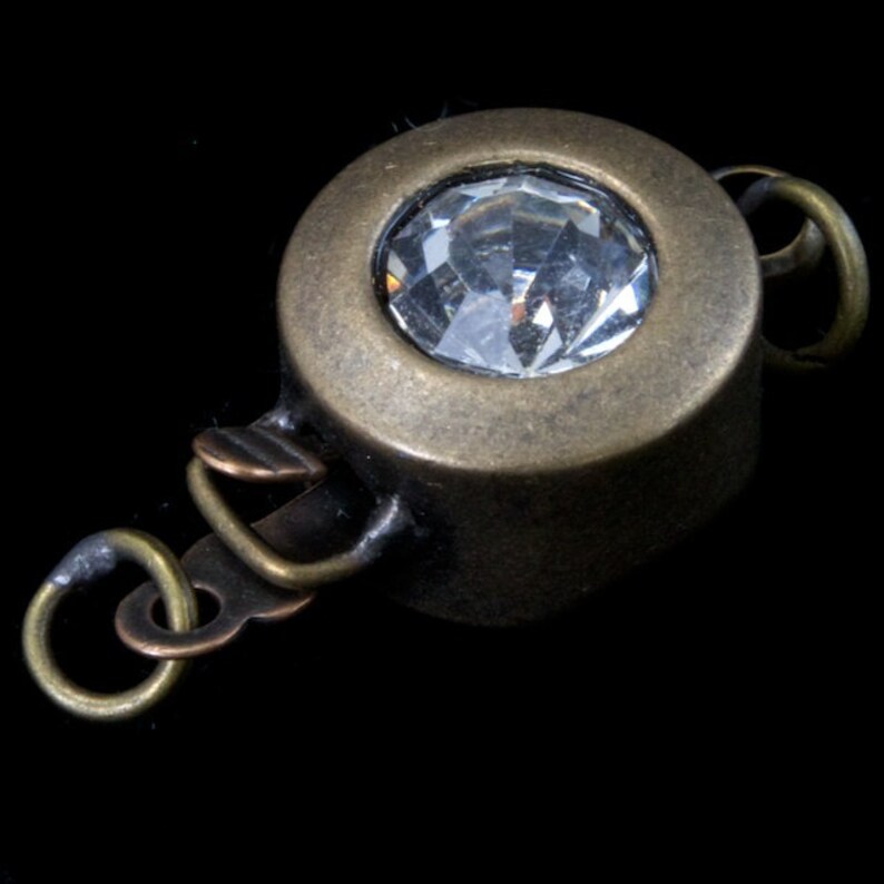 12mm Antique Brass Rhinestone Box Clasp Cle148 Etsy