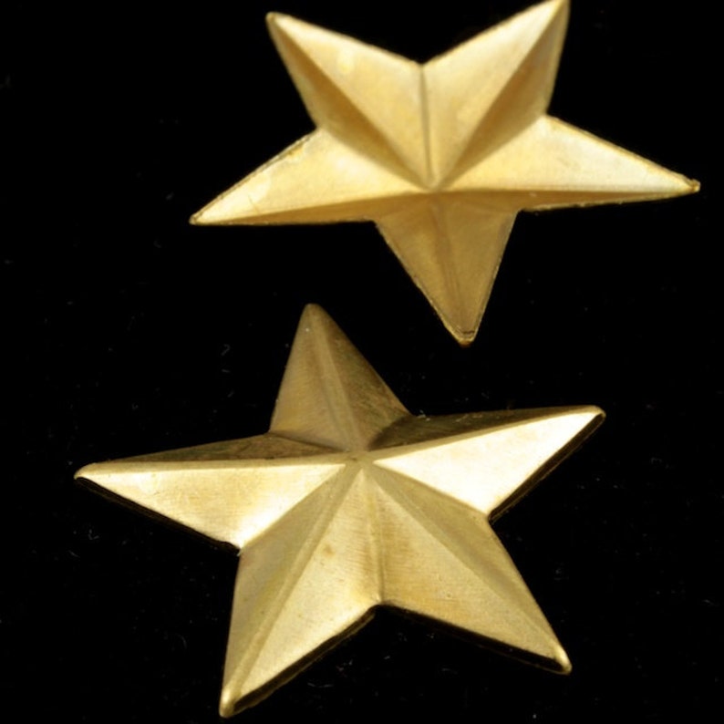 18mm Raw Brass Five Point Raised Star 6 Pcs 1754 | Etsy