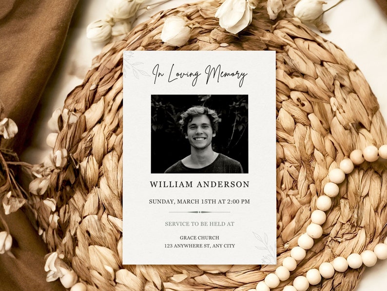 Funeral Invitation Template Download Canva Minimalist Announcement ...