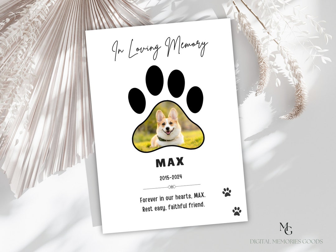 Loss of Dog Card Template Paw Print in Memory of Dogs in Loving Memory ...