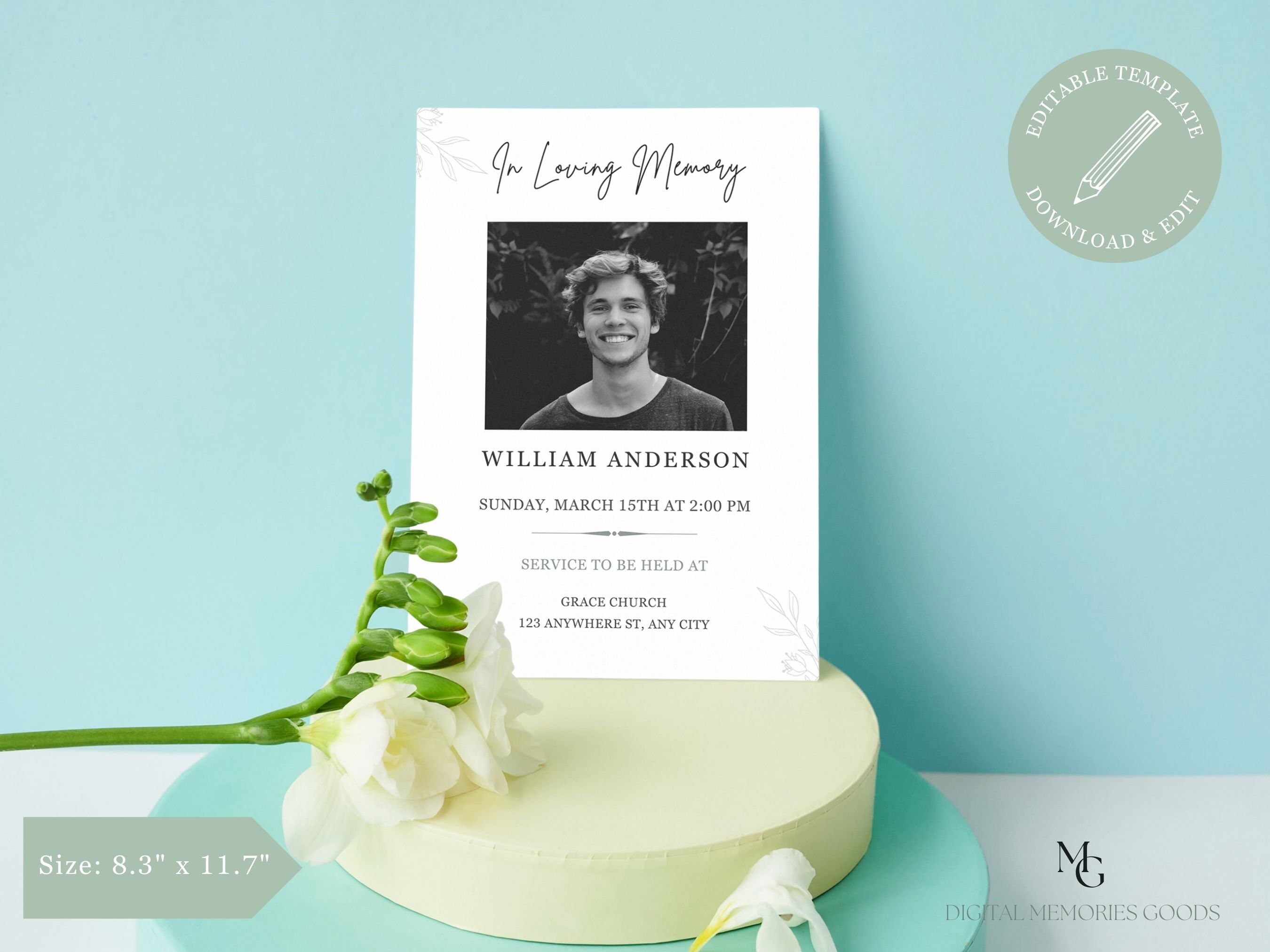 Funeral Invitation Template Download Canva Minimalist Announcement ...