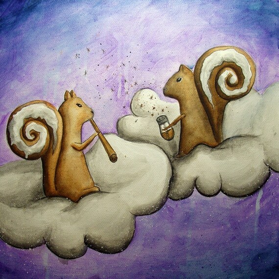 Cinnamon Squirrel 8x10 Art Print Squirrel Couple With | Etsy