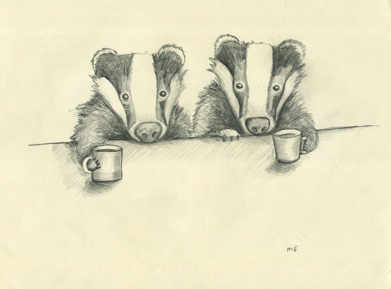 Eyes Wide Open 8x10 Art Print Badgers Drinking Coffee - Etsy