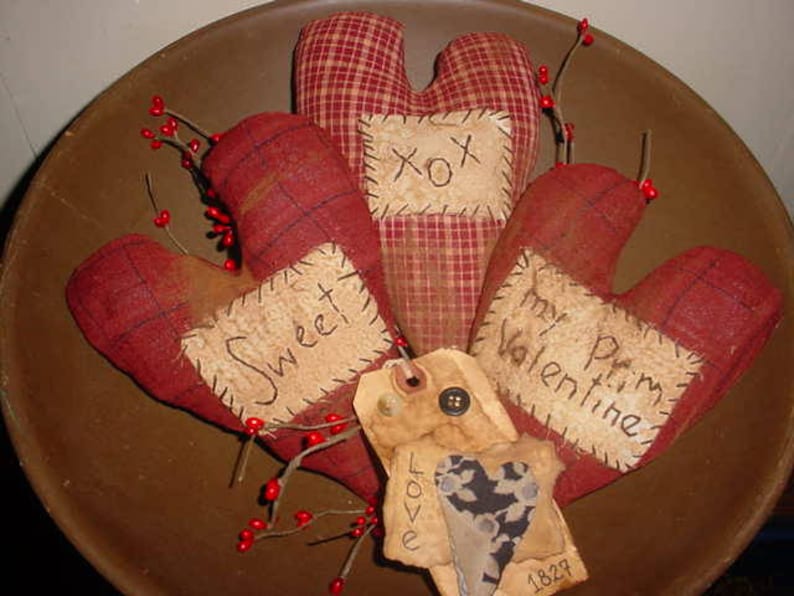 Primitive Valentine Hearts - Stacking and Bowl Filler Ornies PATTERN - Etsy