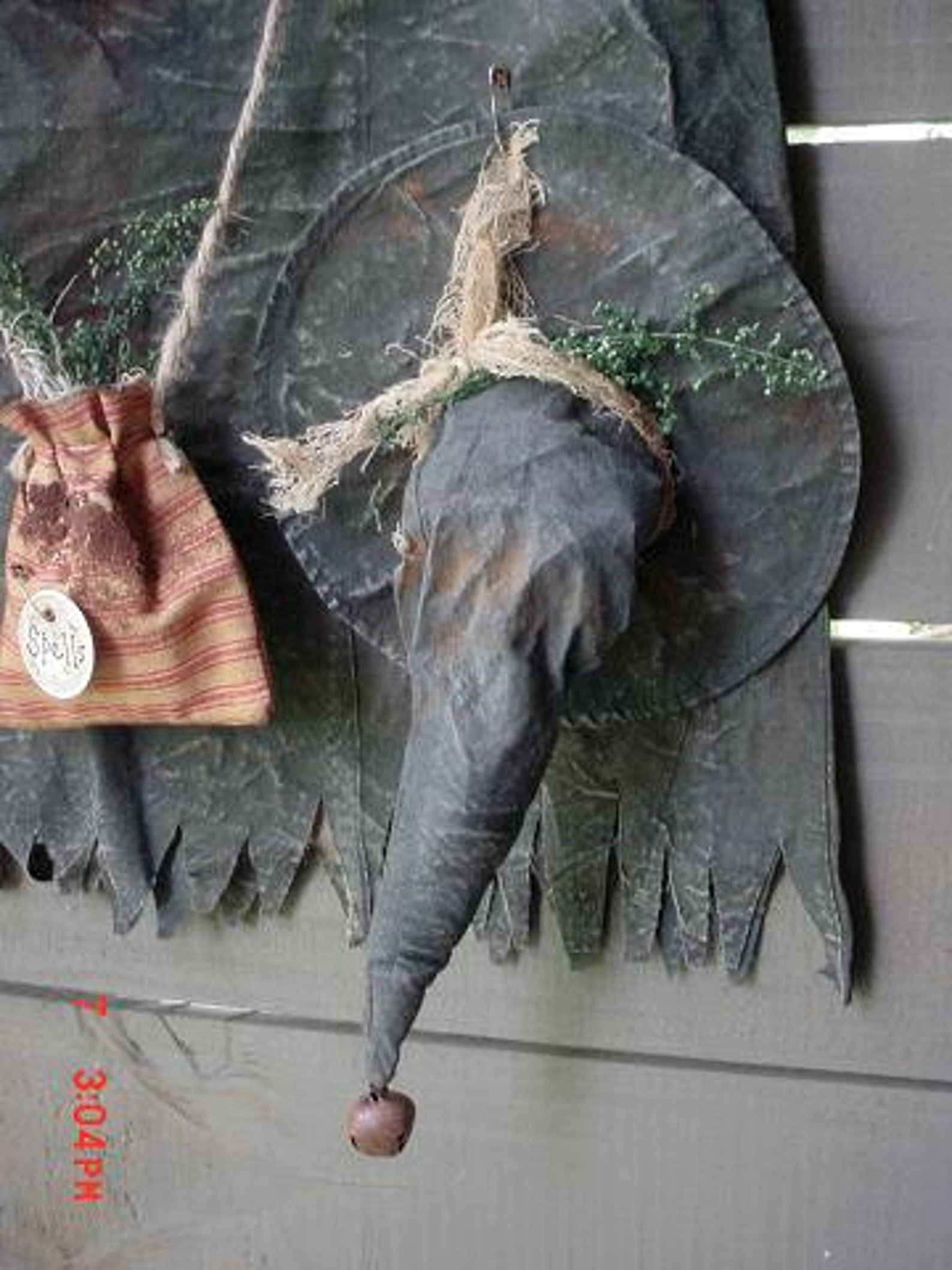 Primitive PATTERN Witch Dress and Hat DOOR Decoration Halloween Folk ...