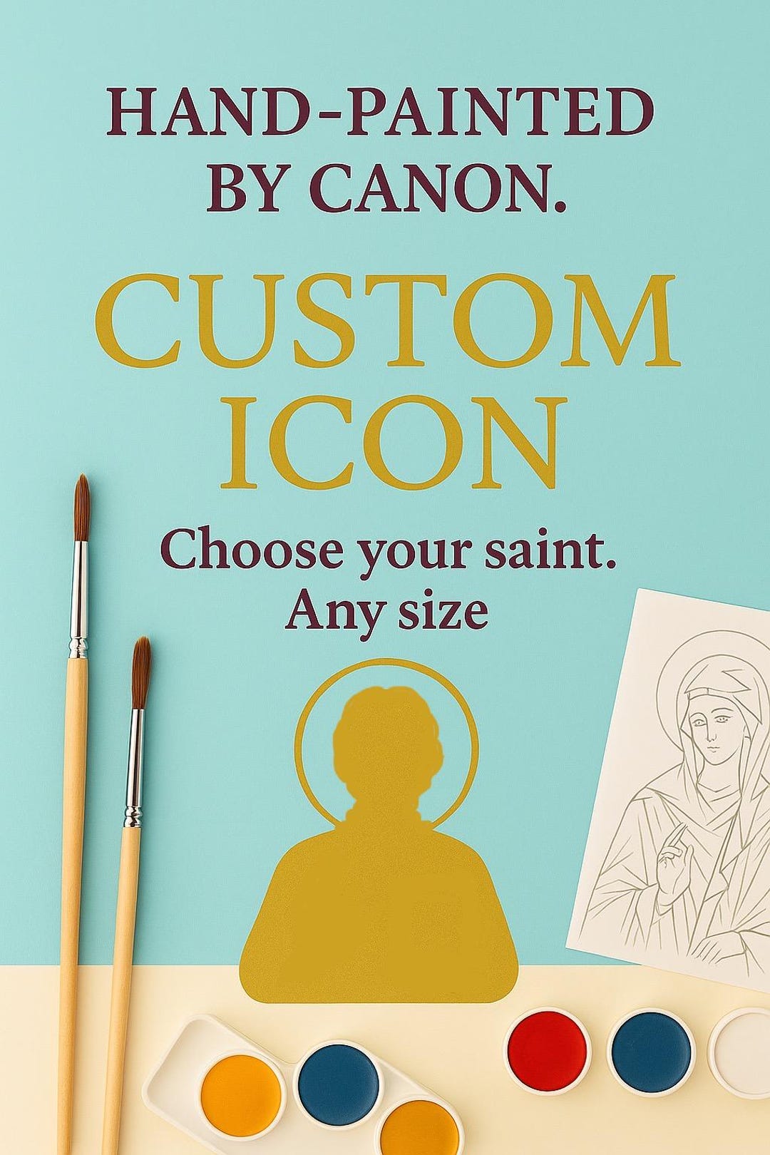 Personalized Hand-painted Orthodox Icon: Custom Size & Saint ...