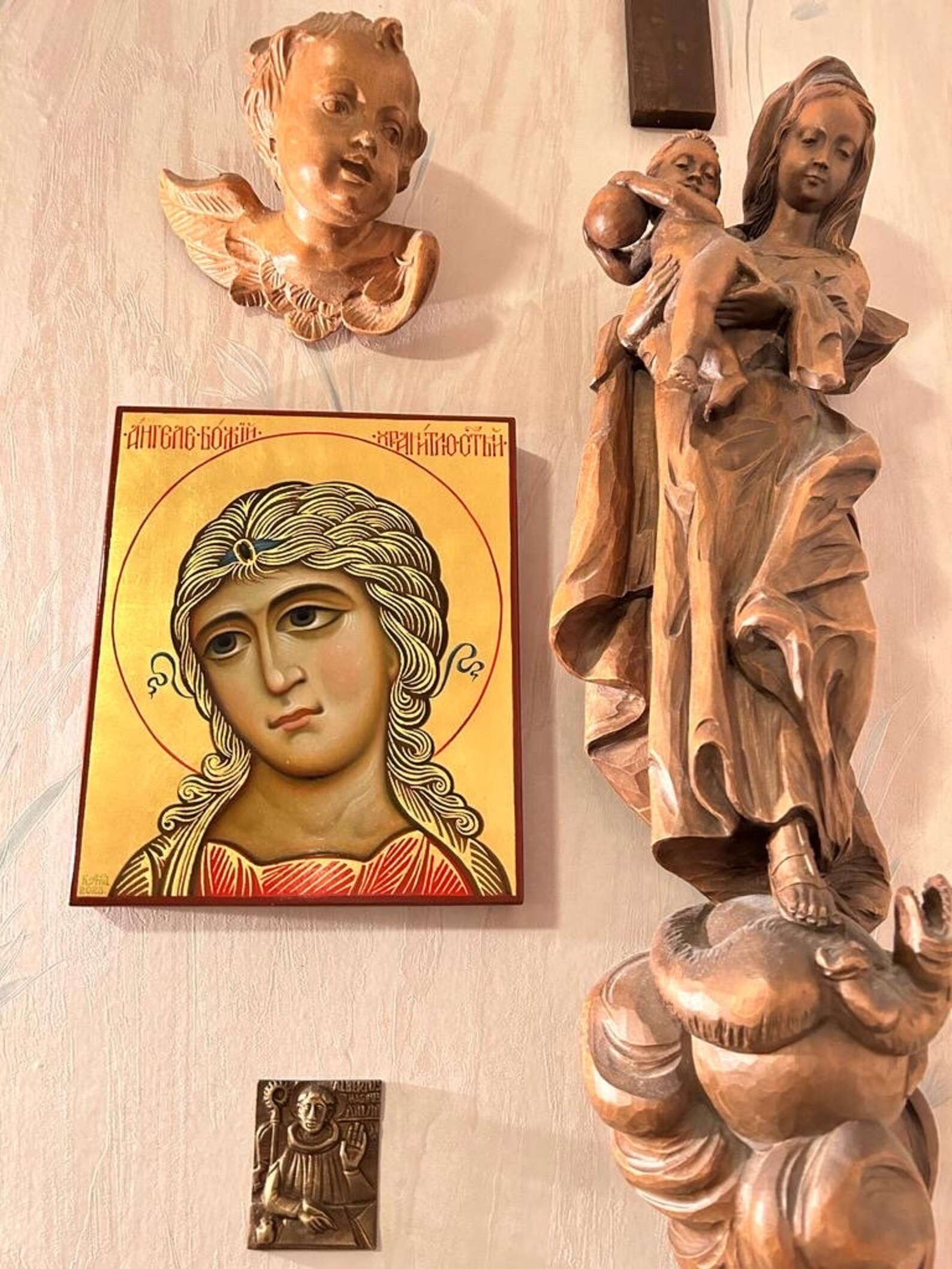 Guardian Angel, Hand-painted Icon of an Angel With Golden Hair, ICON ...