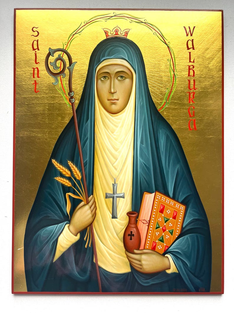 Saint Walburga Orthodox & Catholic Prayer Icon - Large Handmade ...