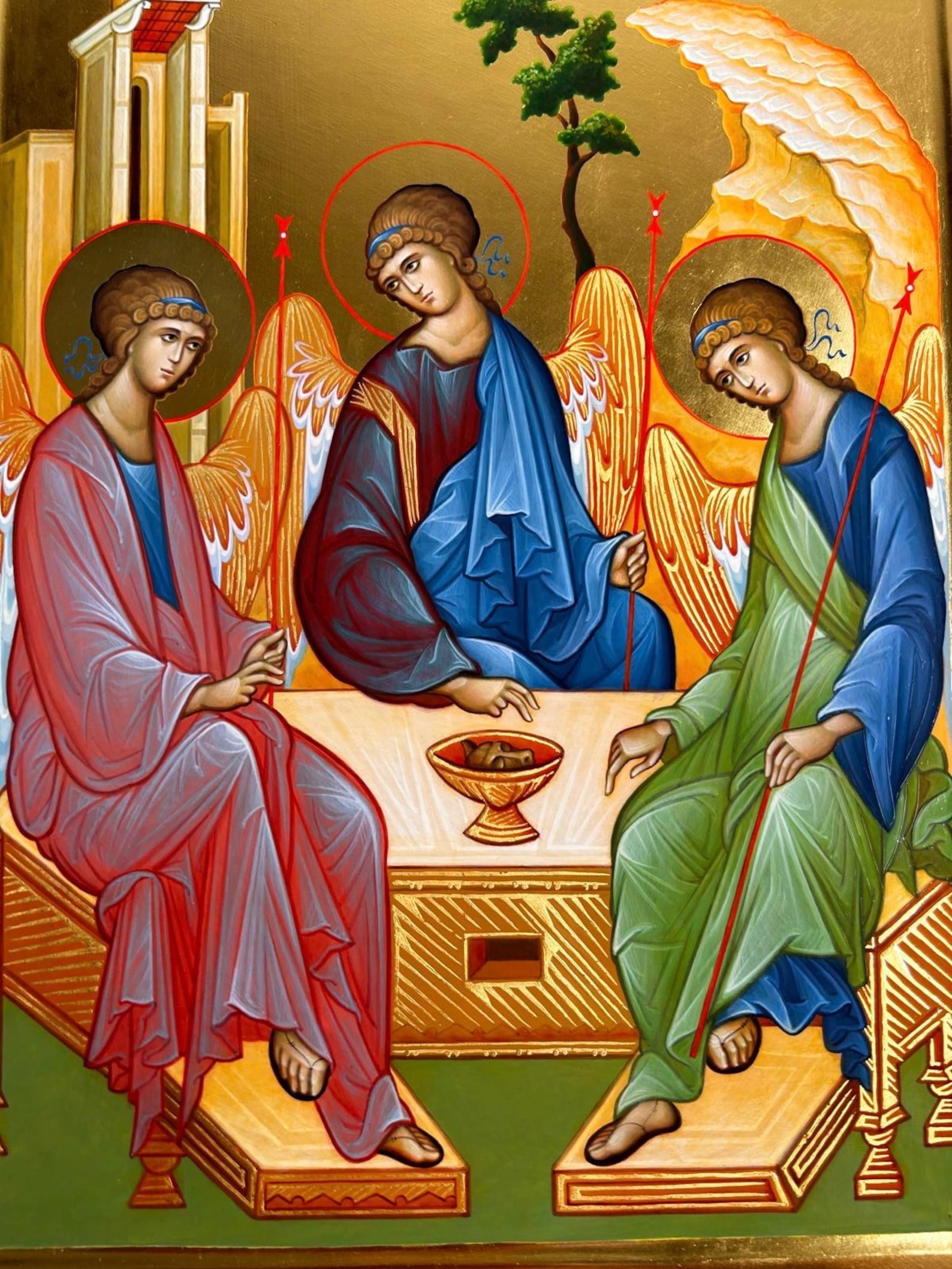 Hand Painted Holy Trinity Orthodox Icon: 24K Gold Leaf - Etsy