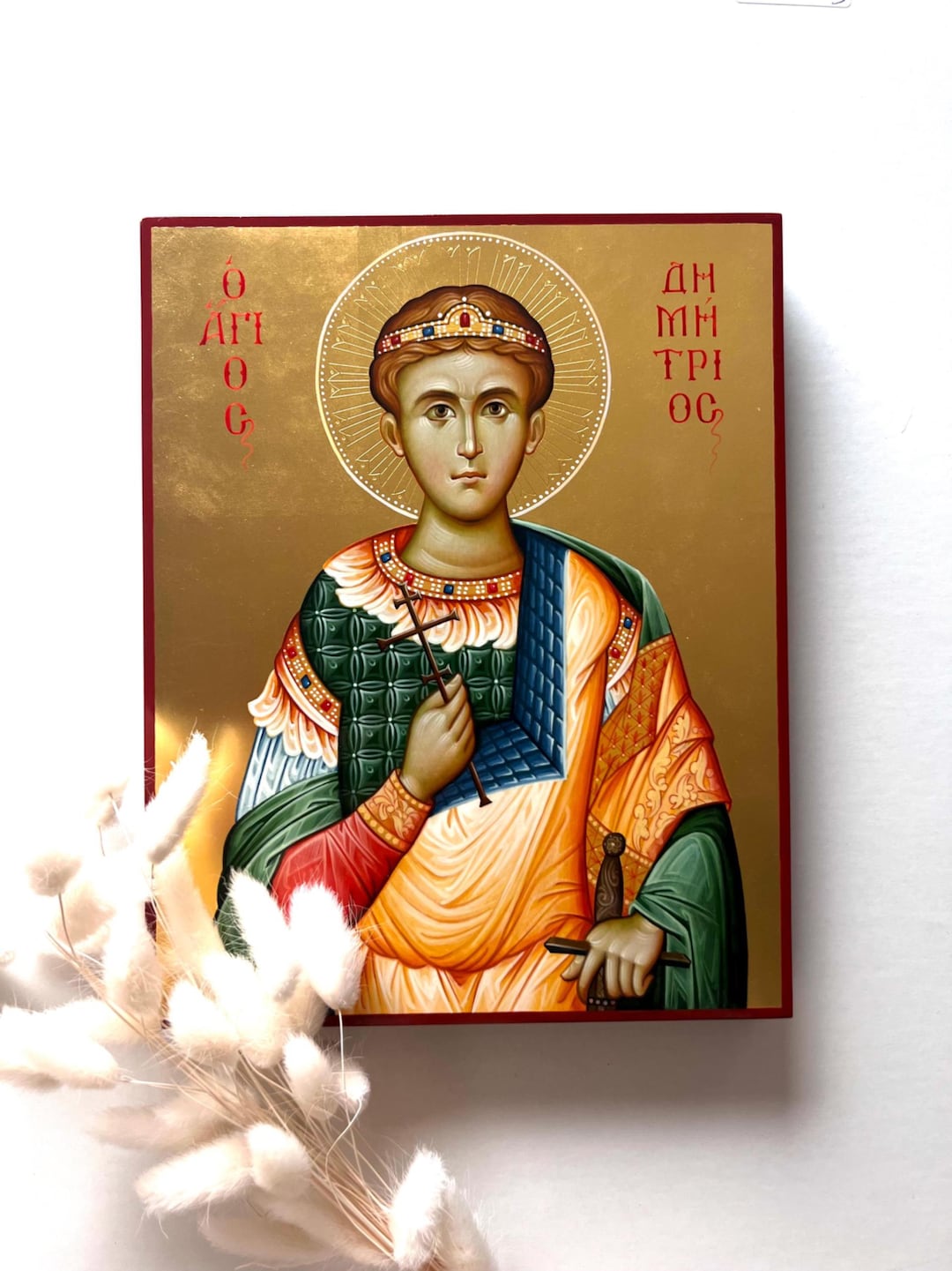 Saint Demetrius of Thessaloniki Byzantine Icon - Hand Painted Orthodox ...