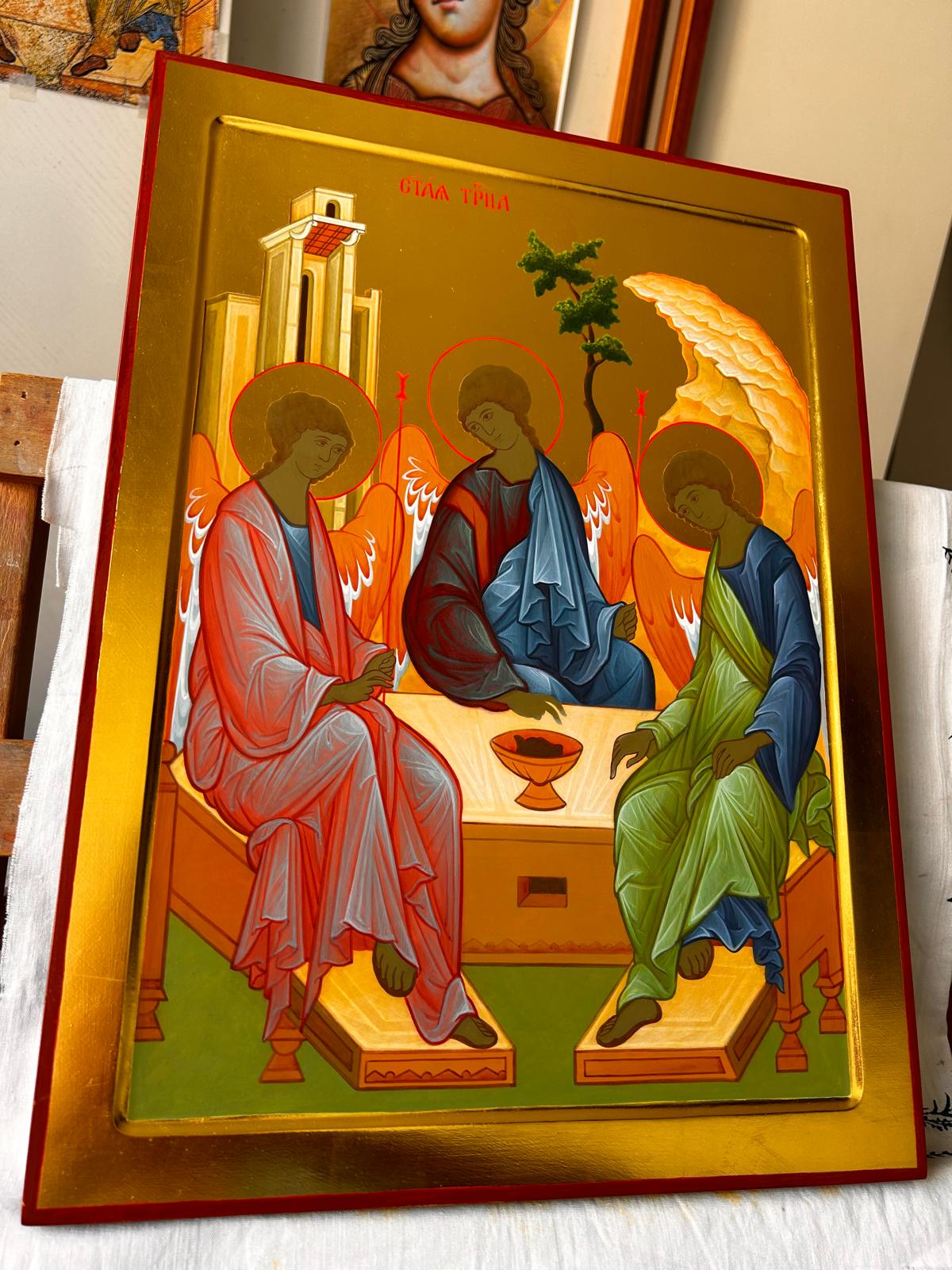 Hand Painted Holy Trinity Orthodox Icon: 24K Gold Leaf - Etsy