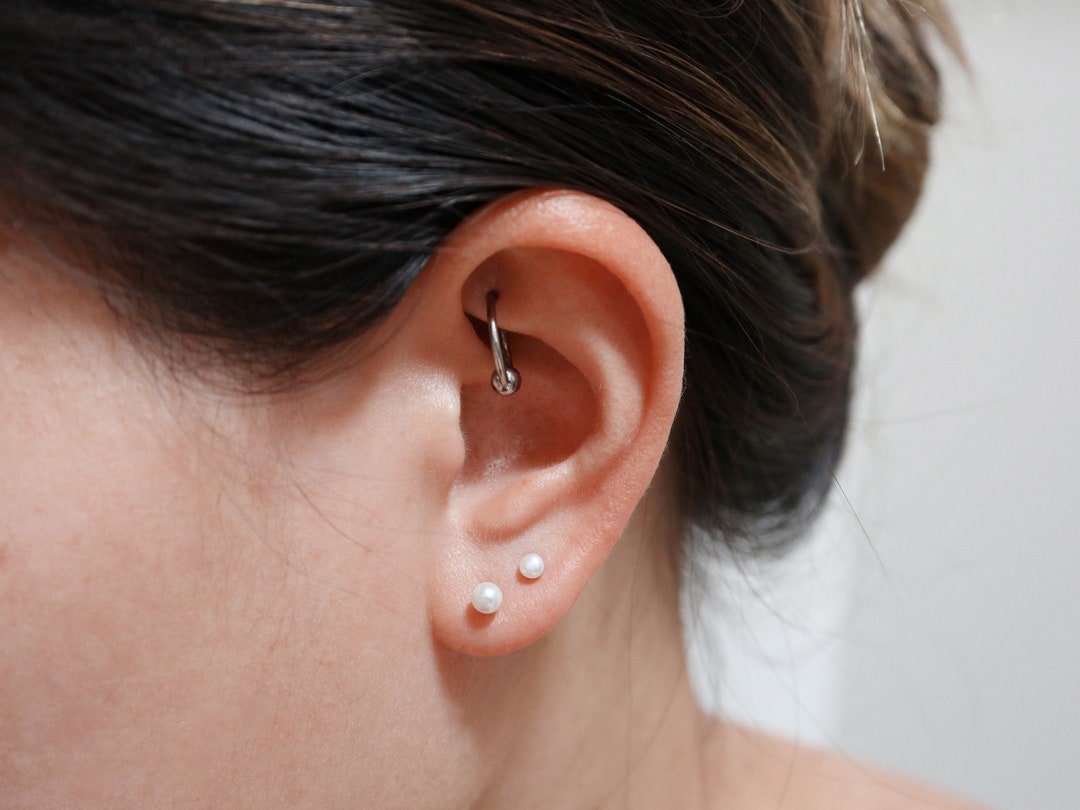 Micro Pearl Stud Earrings // Tiny Freshwater Pearl Earrings . White ...