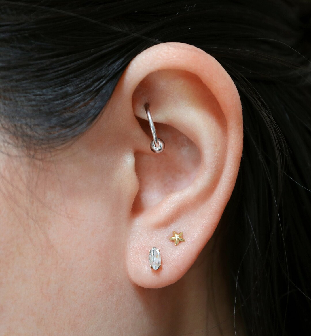 Micro Tiny Marquis Studs // Sterling Silver or Gold Filled . Minimal ...