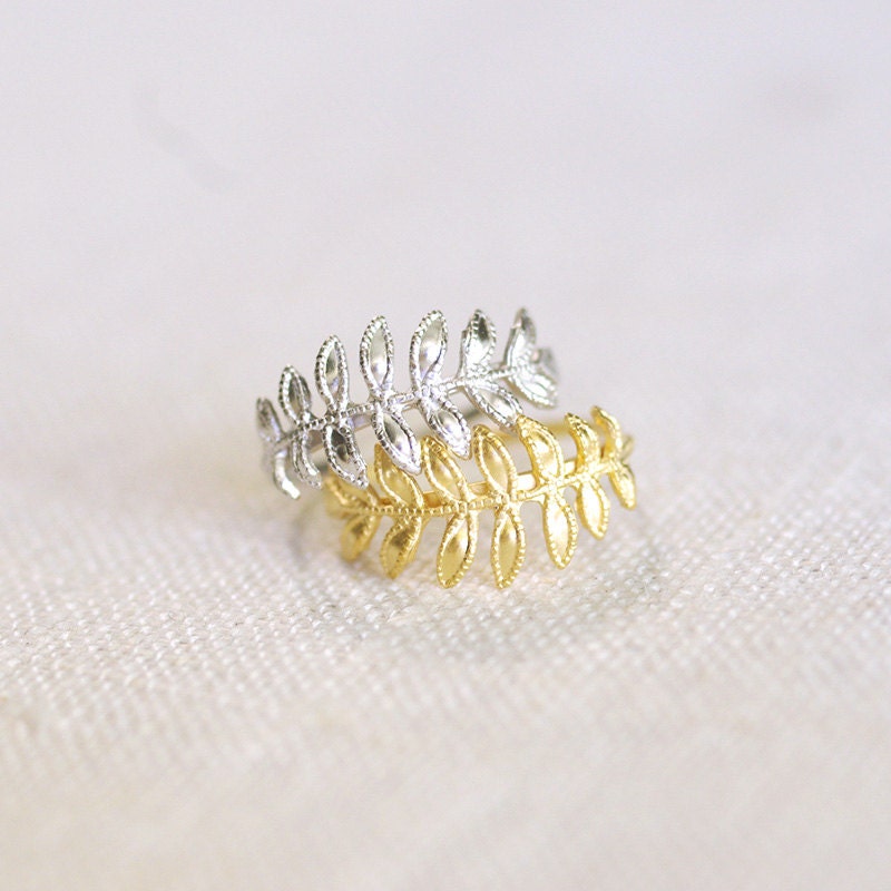 Fern Leaf Ring // Silver or Gold Filled . Silver Fern Ring . - Etsy