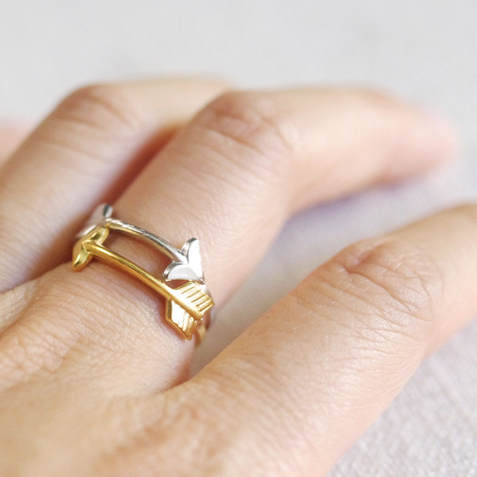 Small Arrow Stacking Ring . Stackable Arrow Ring . Gold or | Etsy