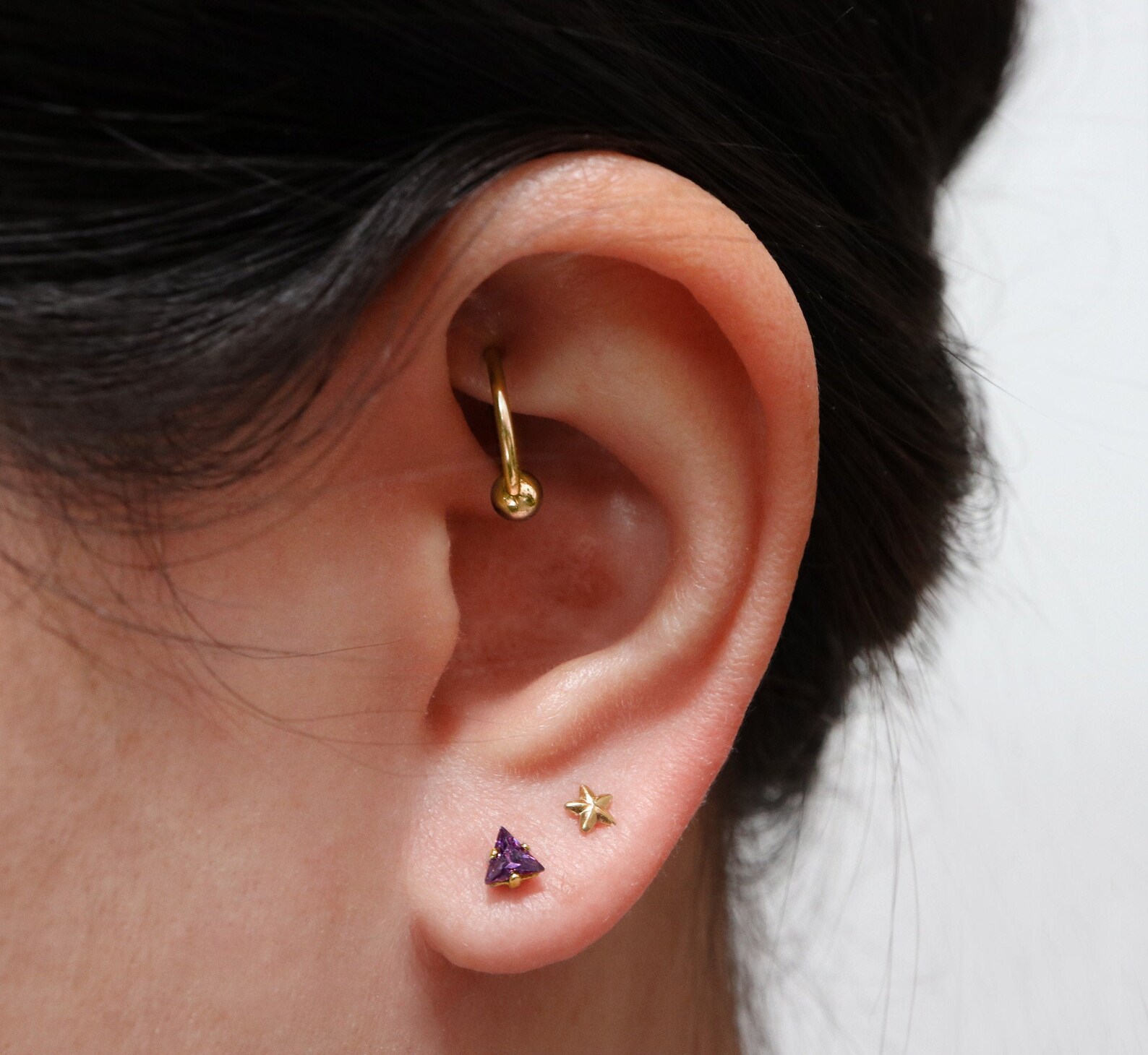 Tiny Amethyst Triangle Studs // Sterling Silver or Gold Filled ...