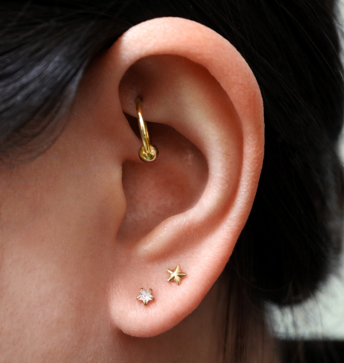 Gold Star Earrings // Sterling Silver or Gold Vermeil . Tiny Minimal ...