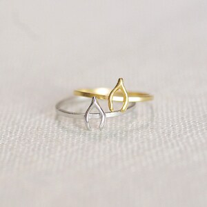 Wishbone Stacking Ring // Silver or Gold Filled . Wish Bone Ring ...