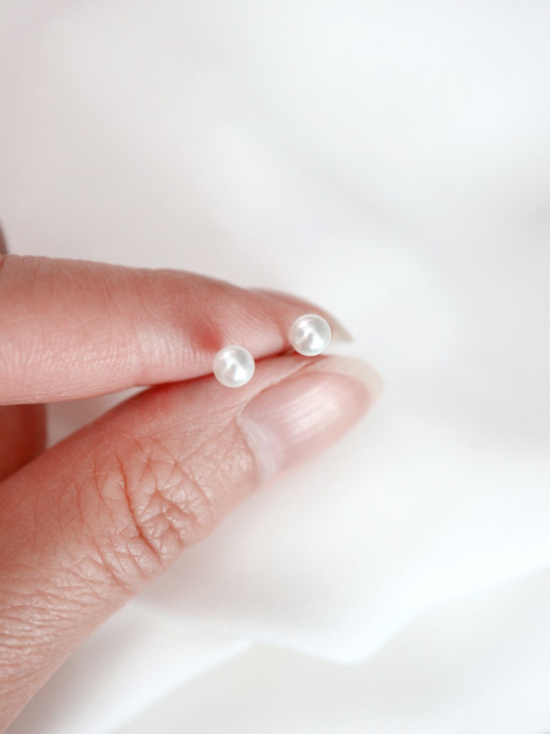 Micro Pearl Stud Earrings // Tiny Freshwater Pearl Earrings . | Etsy
