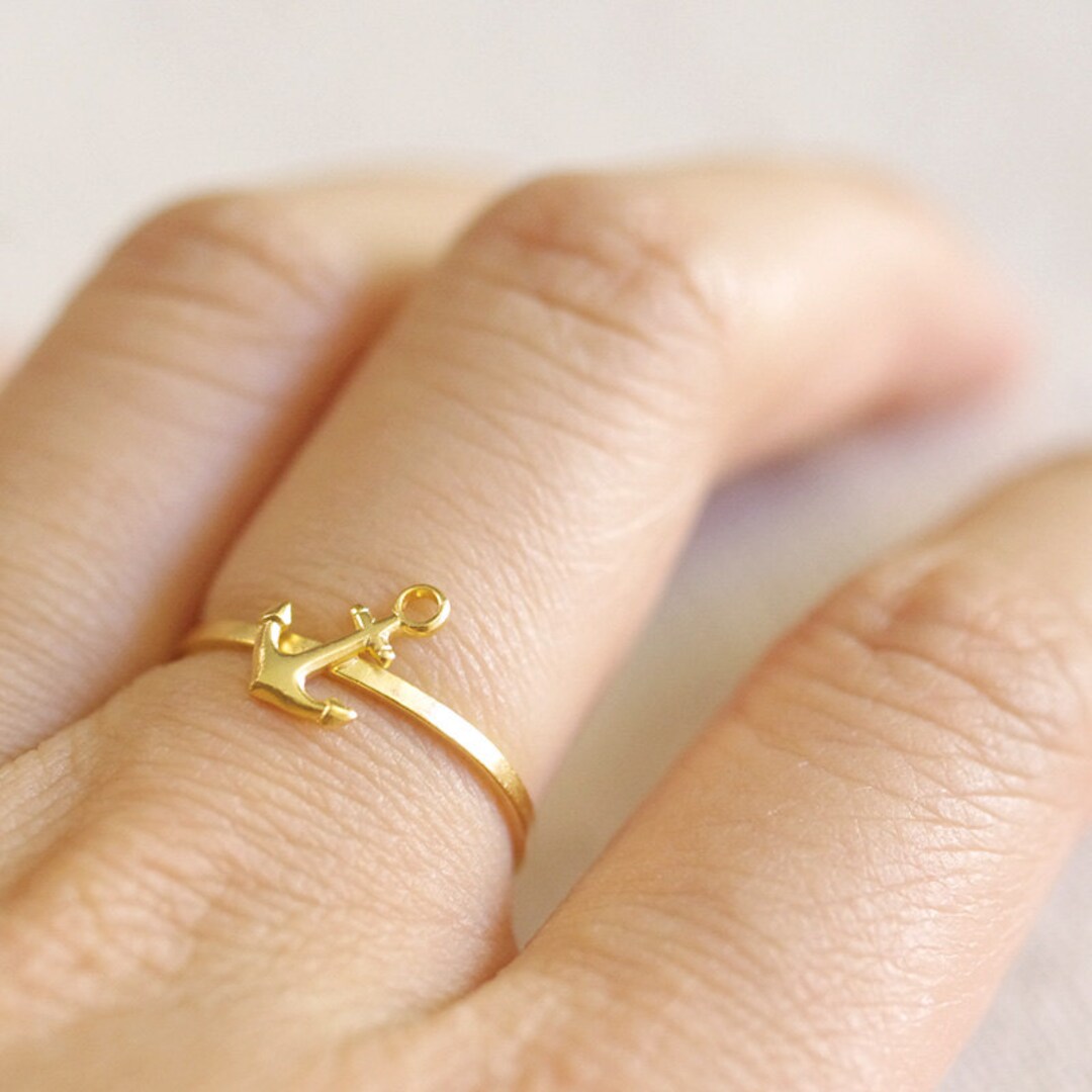 Anchor Stacking Ring // Silver or Gold . Stackable Anchor Ring . Anchor ...