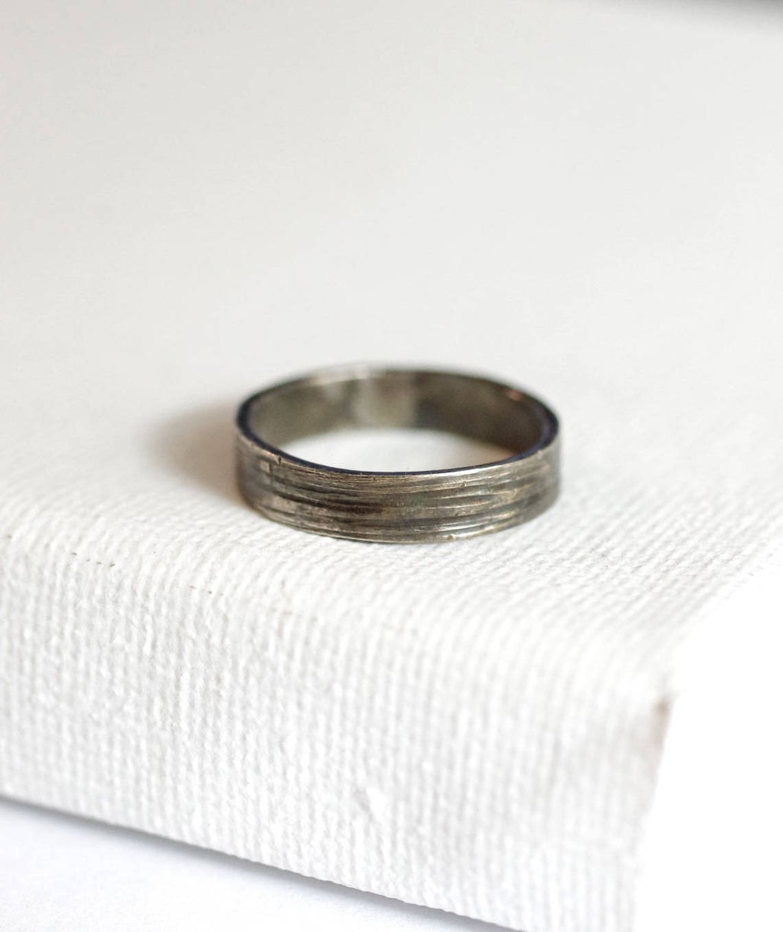 Water Ring . Textured Woodgrain Ring . Minimal Textured Ring . Oxidized ...