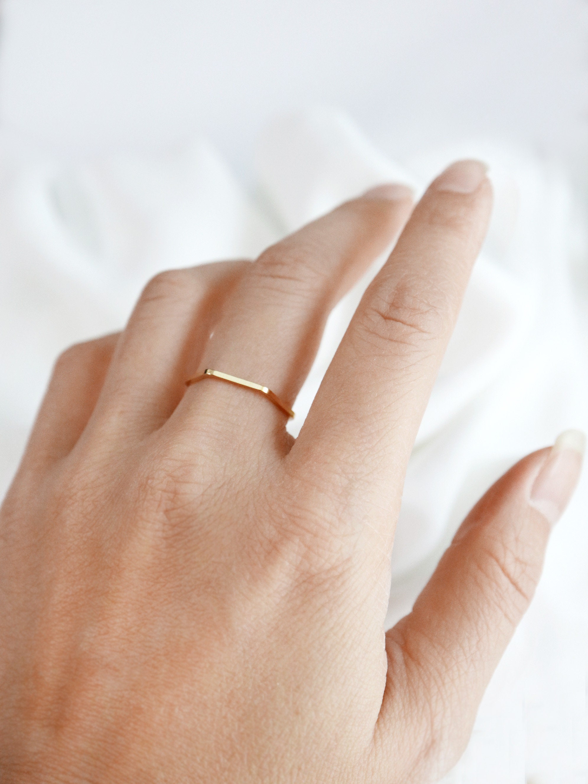 Hexagon Stacking Rings // Silver or Gold Filled . Thin Honeycomb Ring ...