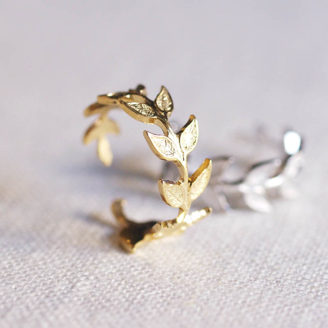 Olive Branch Ring // Silver or Gold . Adjustable Branch Ring . | Etsy