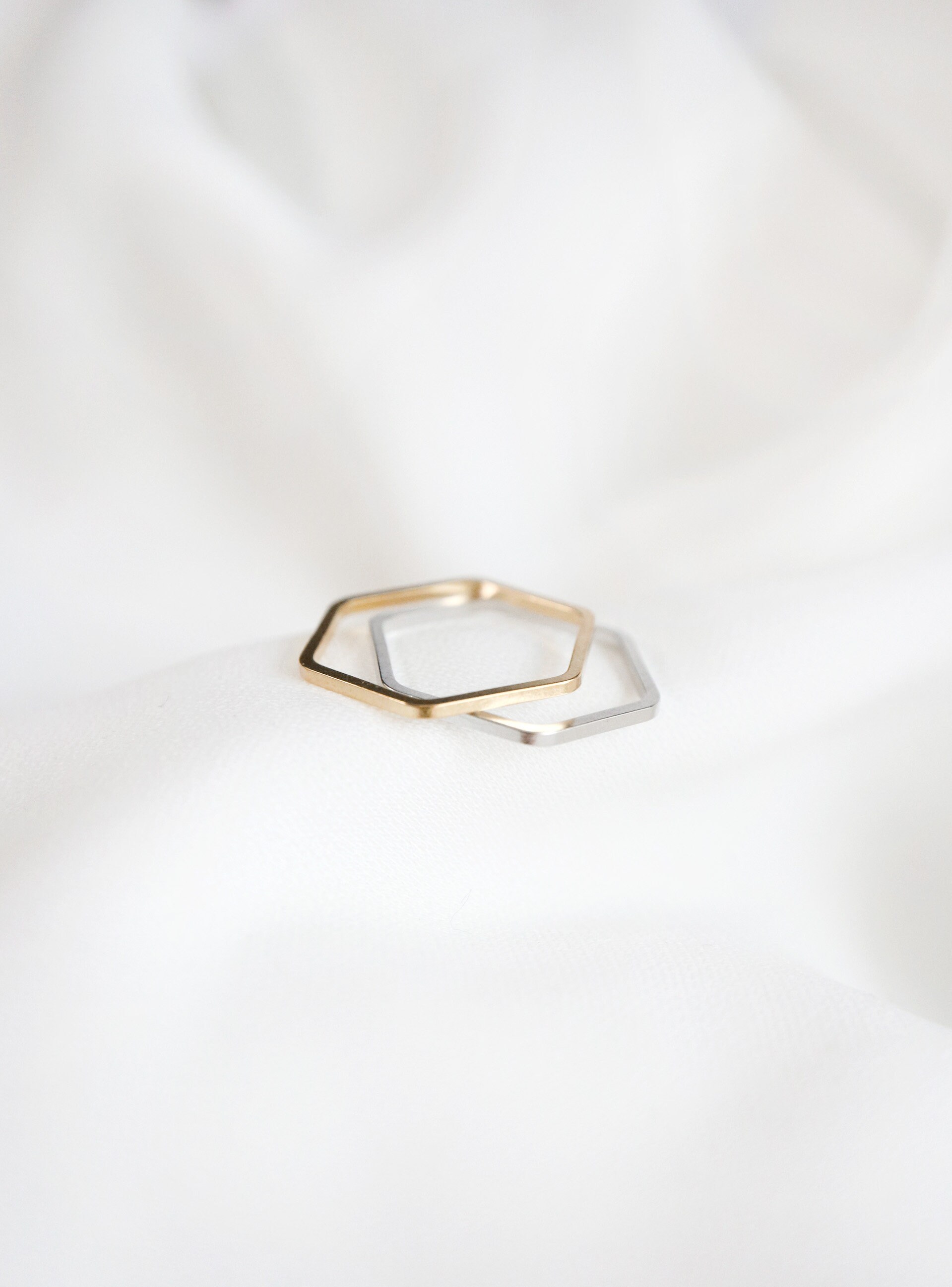 Hexagon Stacking Rings // Silver or Gold Filled . Thin | Etsy