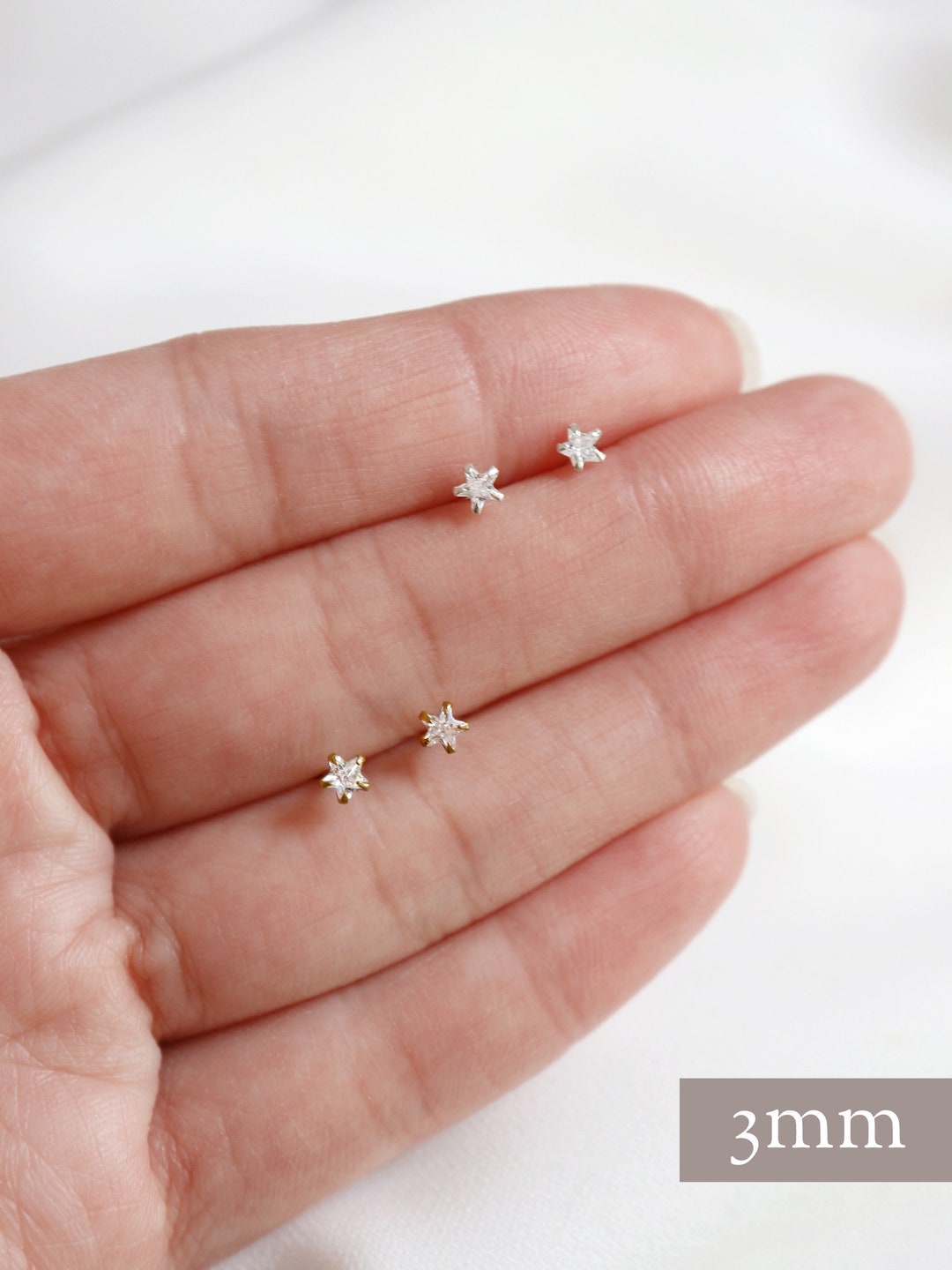 Micro Star Stud Earrings // Sterling Silver or Gold Vermeil . Tiny ...
