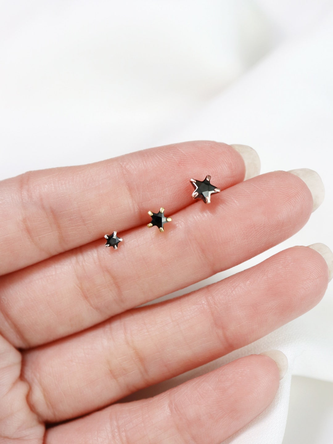 SINGLE Black Star Stud Earrings // Sterling Silver or Gold Vermeil ...
