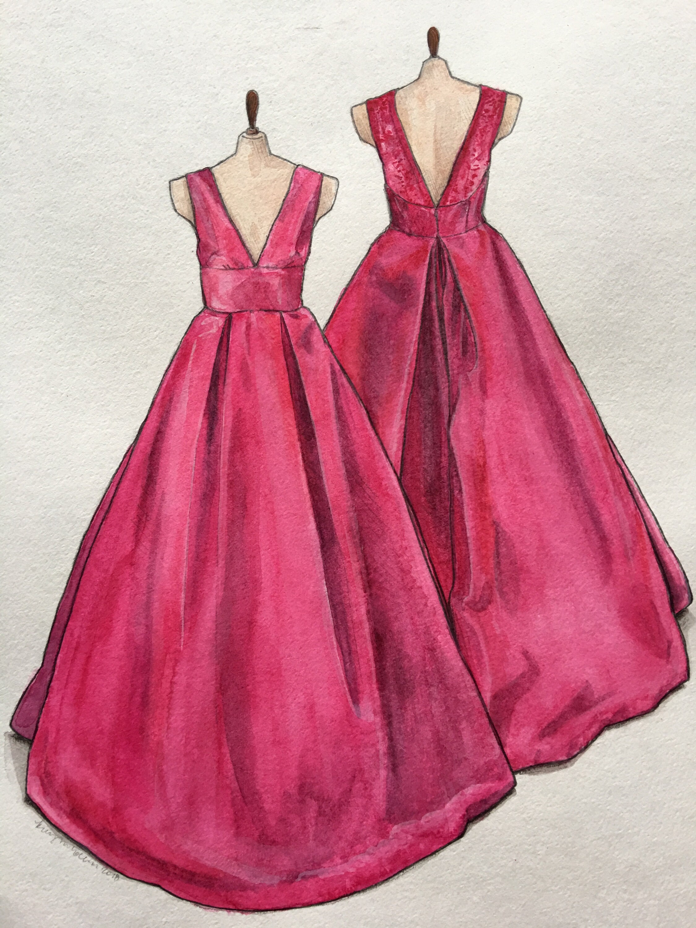 Custom Wedding Dress Portrait - Double, Front and Back of Outfit - Etsy