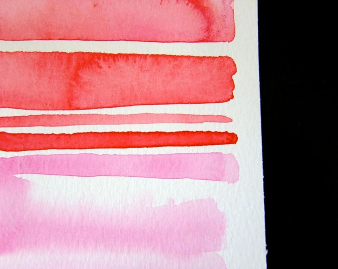 Color Study I Watercolor Painting, Pink and Red Color Blocking - Etsy