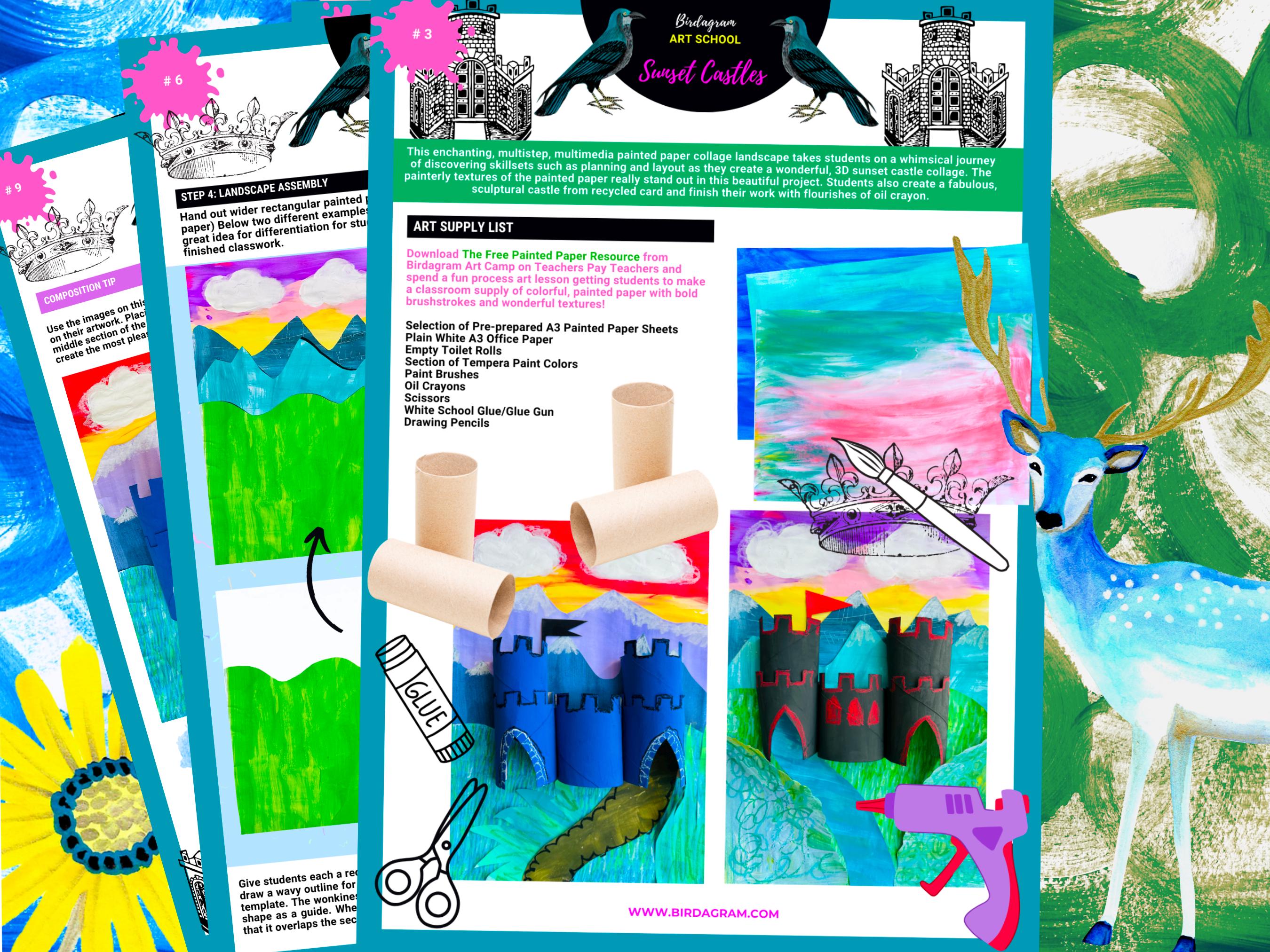 Step by Step Sunset Castles Elementary Art Lesson Plan Digital Download ...