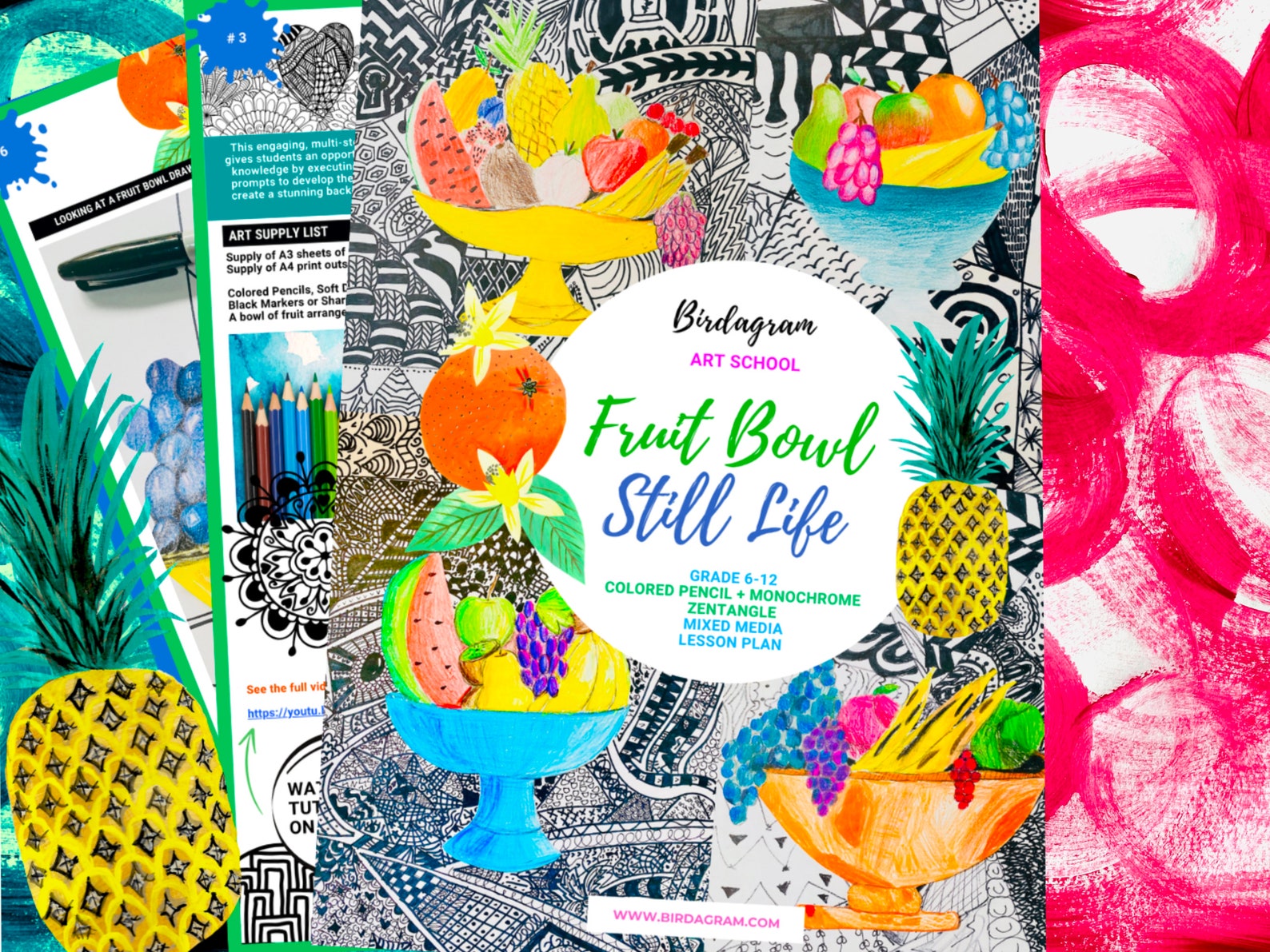 Digital Download Zentangle and Fruit Still Life Art Lesson Plan Grades ...