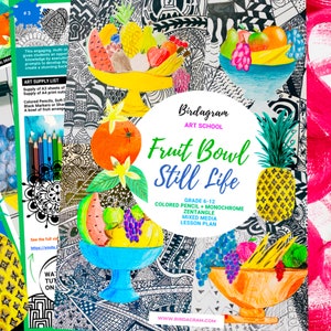 Digital Download Zentangle and Fruit Still Life Art Lesson Plan Grades ...