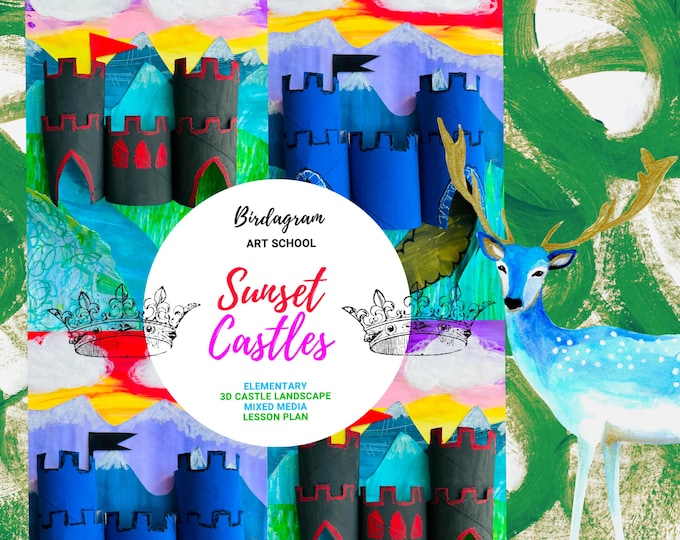 Step by Step Sunset Castles Elementary Art Lesson Plan Digital Download ...