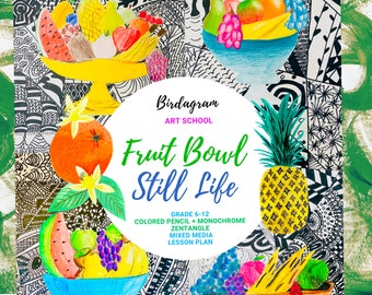 Digital Download Zentangle and Fruit Still Life Art Lesson Plan Grades ...