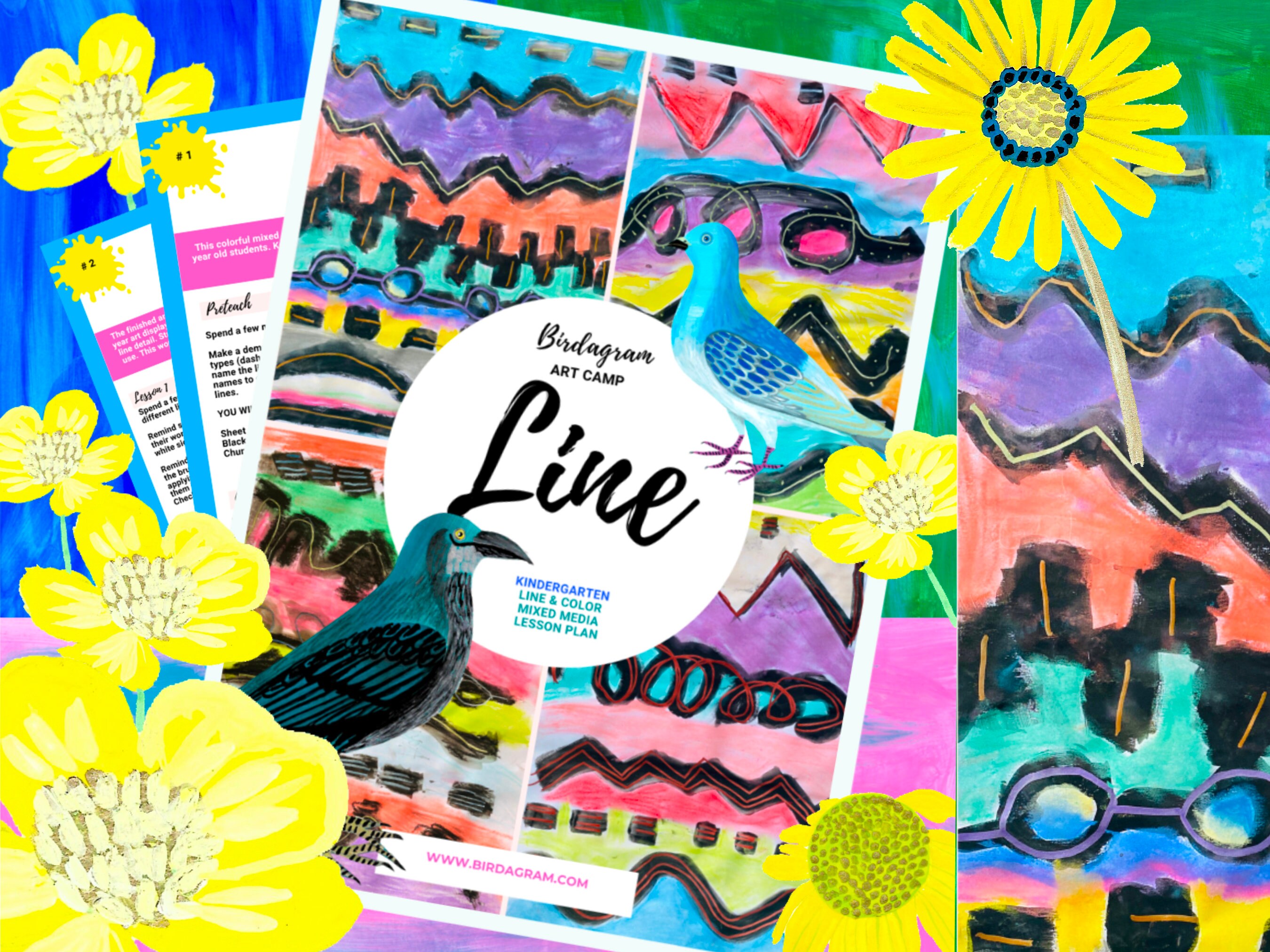 Kindergarten Art Lesson Plan | Elements of Art | Mixed Media Line and ...