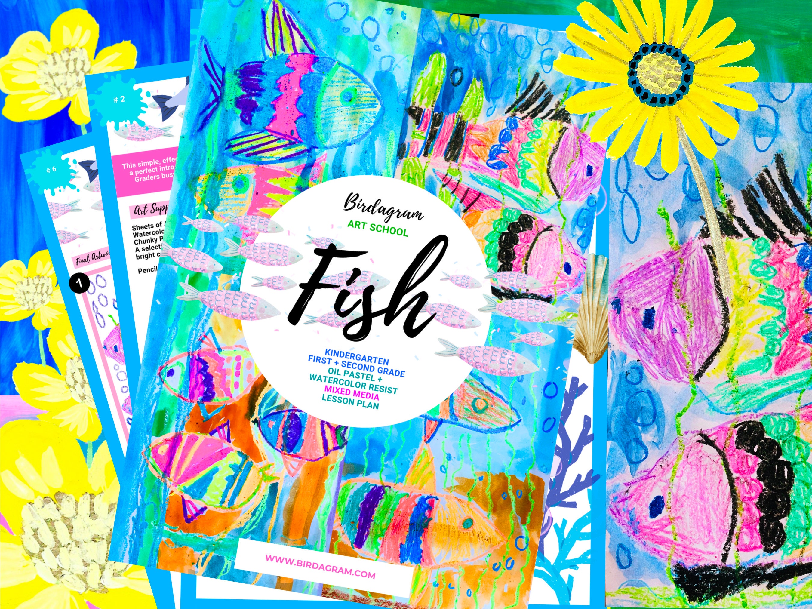 Kindergarten Art Lesson Plan | Fish | Mixed Media Watercolor and Oil ...