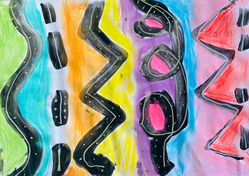 Kindergarten Art Lesson Plan | Elements of Art | Mixed Media Line and ...