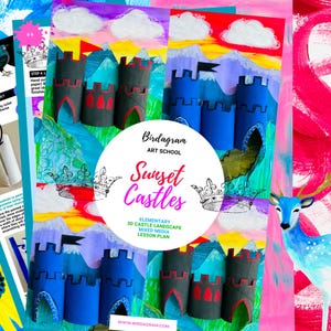 Step by Step Sunset Castles Elementary Art Lesson Plan Digital Download ...