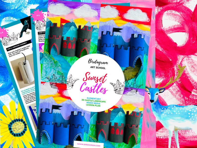 Step by Step Sunset Castles Elementary Art Lesson Plan Digital Download ...