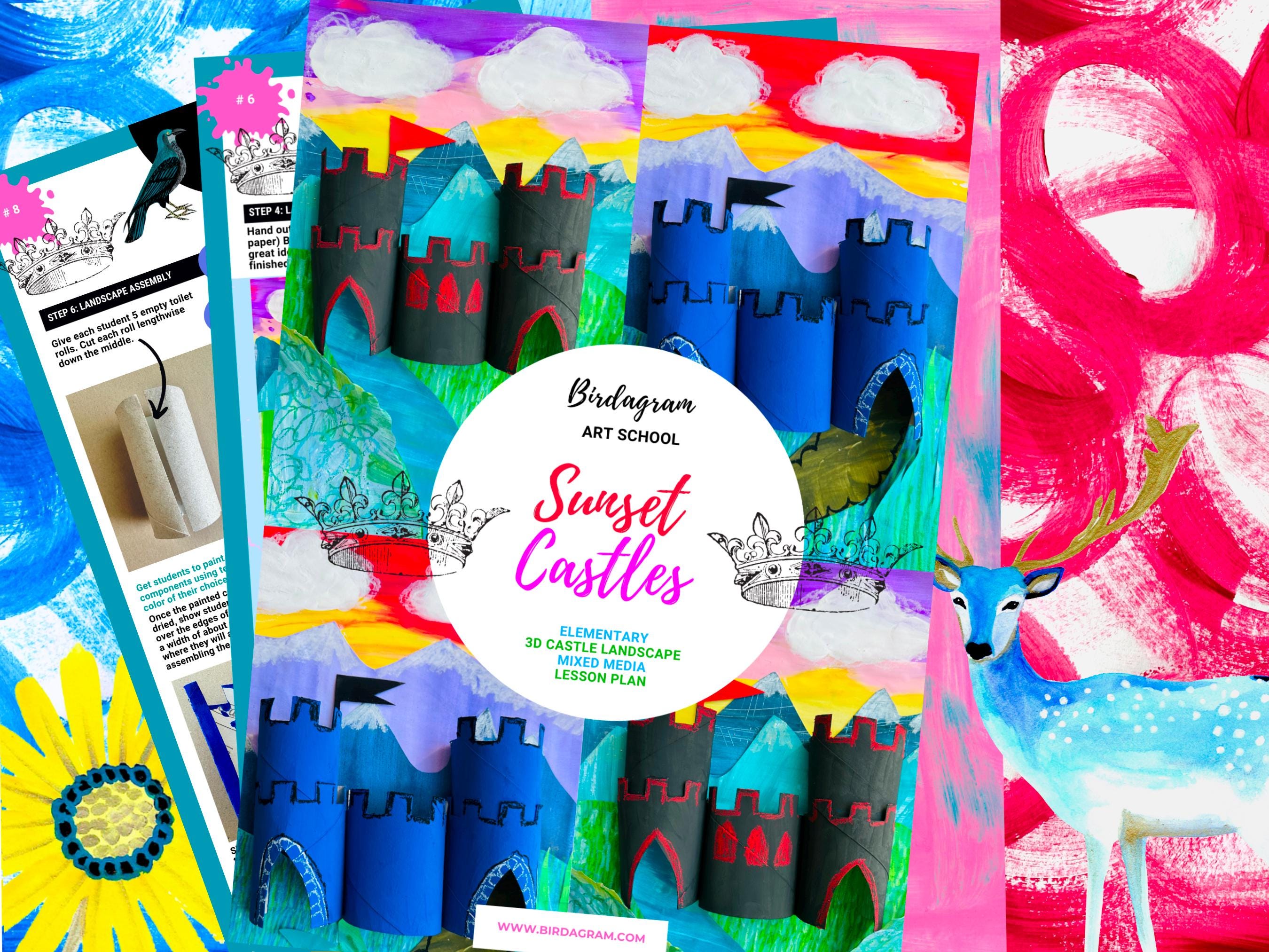 Step by Step Sunset Castles Elementary Art Lesson Plan Digital Download ...